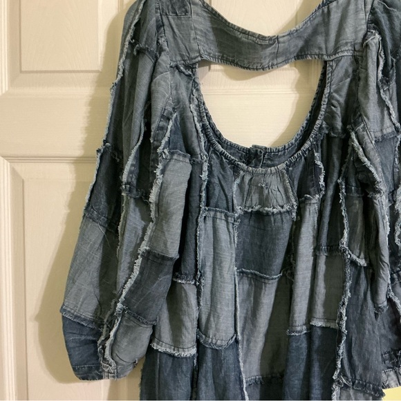 A Rare Bird | Tops | Nwt A Rare Bird Patchwork Keyhole Denim Top Os ...